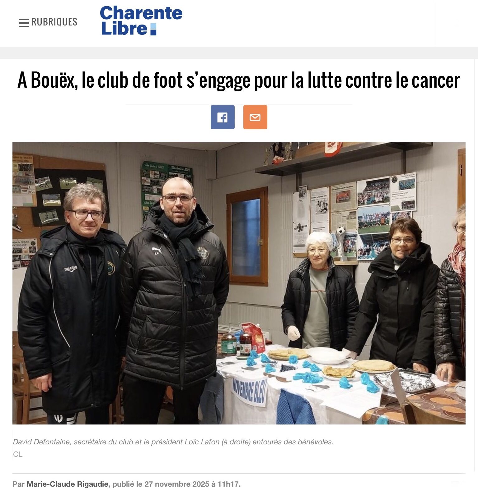 BOUEX, le club de foot s’engage contre le cancer – Ligue contre le cancer
